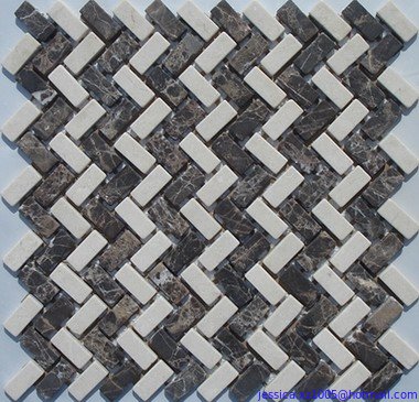 Brown Marble Mosaic,Herribone Mosaice,Hexagon Mosaic,Basket Wave Design Mosaic