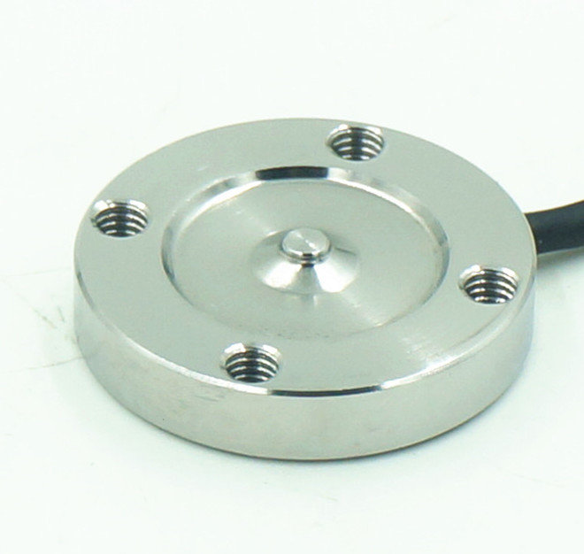 B115 miniature compression force sensor with capacity as 500N/50kg thin load cell with assemble threaded holes