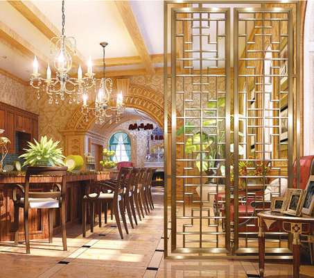 Gold color stainless steel decorative room divider partition screen