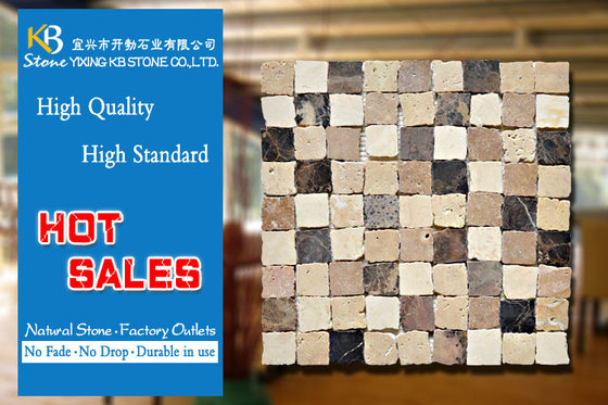 Broken Edge Square Marble Mosaic Tiles Mixed Colour 305 X 305mm
