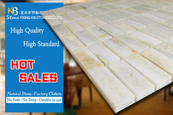 Subway Shape Polished Marble Mosaic Floor Tile White Mixed Green Onyx