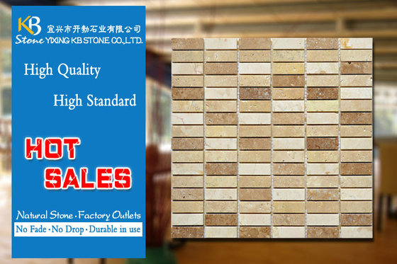 Interior Travertine Mosaic Tiles Natural Stone Marble 12 X 12 Inch