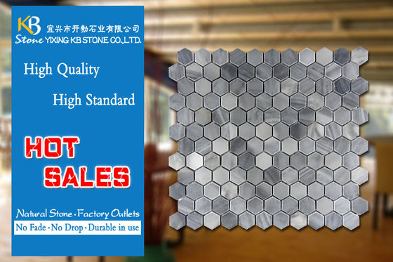 Small Hexagon Italy Grey Marble Mosaic Tiles For House Wall