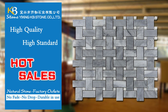 Basketweave Calacatta Marble Mosaic Tile White Dots 28 Pallets Per Container