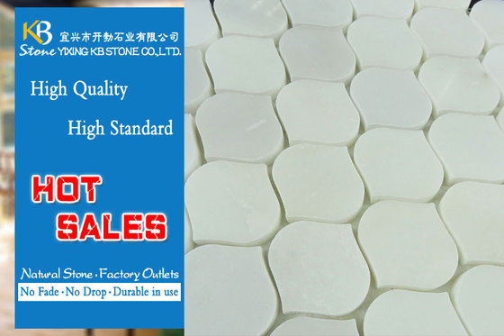White Mosaic Tiles China White Marble Peach Shaped For Kitchen Hotel