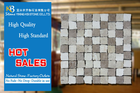 Wall Cladding Travertine Mosaic Tiles Marble Subway Tiles Fiber Mesh