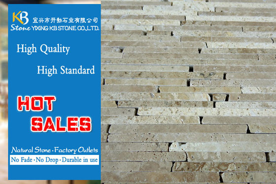 Strip Beige Marble Mosaic Tiles White Mosaic Tiles For Wall Cladding