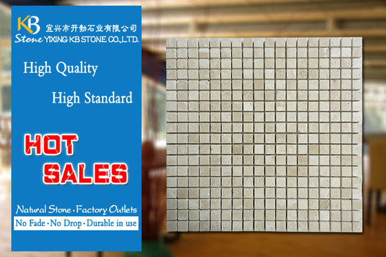 Natural Interior Stone Wall Pictures Marble Mosaic Tiles Cream Beige