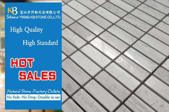 Strong Sbrasive Resistance Marble Mosaic Tiles Mesh Back Wooden
