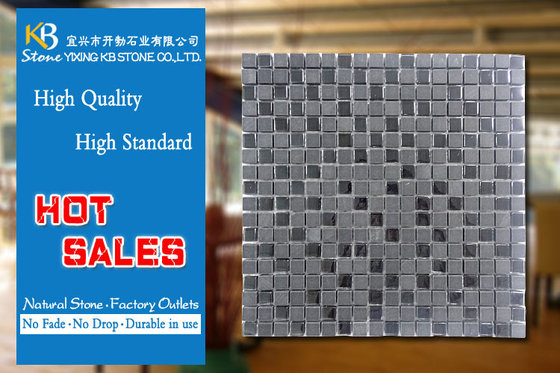 Pure black grey marble mosaic tiles garden stone step tumbled tiles