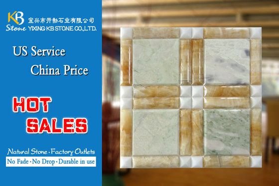 Yellow onyx marble mixed green onyx square mosaic tv background  tiles