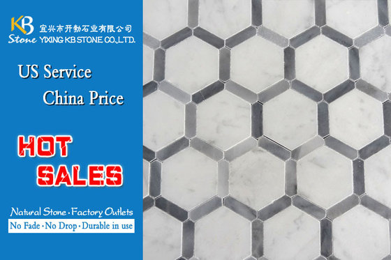 Natural Stone marble mosaic tiles italian grey and carrara hexagon