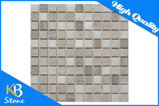 Honed Square Marble Mosaic Tiles For Kitchen Backsplash / Bathroom Tile Sheet