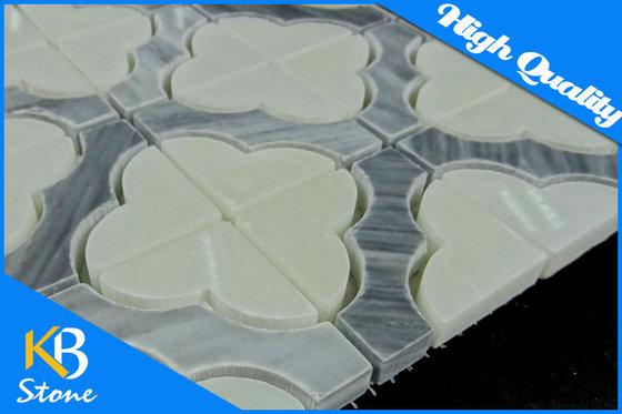 stunning waterjet mosaic tiles/chia white marble flower pattern
