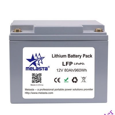 Rechargeable LiFePo4 battery pack 12V 80Ah 960Wh for solar energy