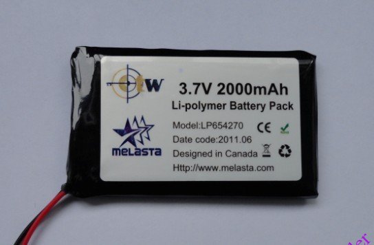 Polymer Lithium-ion battery Pack 3.7V 2000mAh (1.5C, 7.4Wh, 3A rate)
