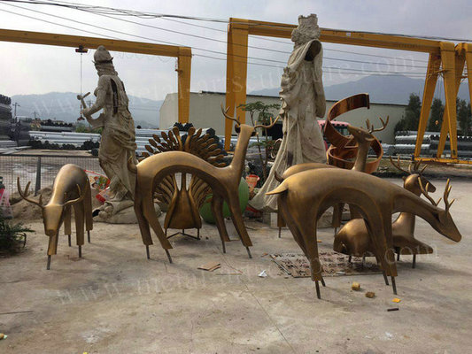 Yard Decoration Cast Bronze Sculpture Western Bronze Deer Statue 1.5m Size