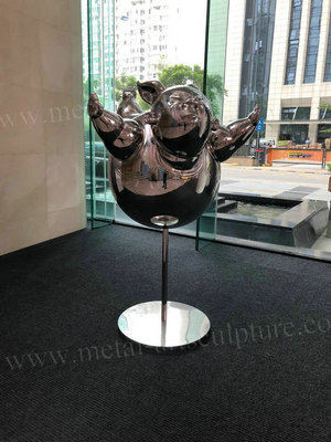 Outdoor Stainless Steel Sculpture / Abstract Metal Sculpture With Mirror Finish Surface