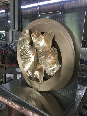 Polished Stainless Steel Sculpture / Mall Interior Metal Garden Flowers Sculpture