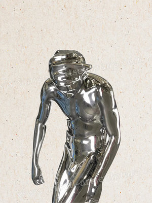 Indoor Abstract Modern Stainless Steel Sculpture Human Shape Design As Gallery Display