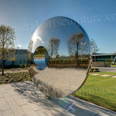 Metal Artwork Disk Shape Glossy Stainless Steel Outdoor Sculpture Decoration