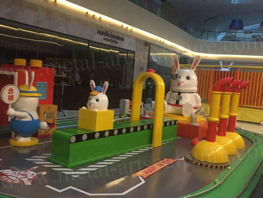 Creative Fiberglass Animal Sculptures / Rabbit Garden Sculpture For Theme Park