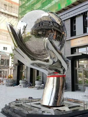 Steel Artwork Large Outdoor Statues / Metal Globe Sculpture For Residence Decoration