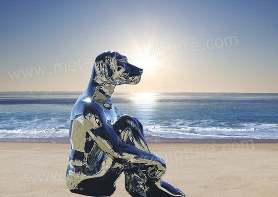 Polished Mirror Famous Abstract Sculptures Dog Animal Sculpture As Seaside Decor