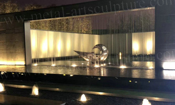 Glossy Metal Art Famous Abstract Sculptures As Water Fountain Decoration