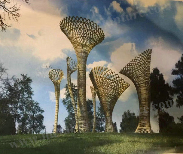 Large Park Decorative Outdoor Metal Art Sculpture With Abstract Hollow Modern Design