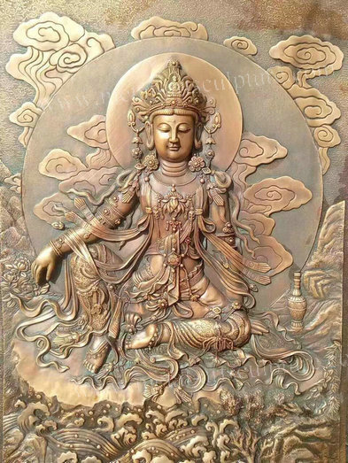 Huge Solemn Bronze Buddha Statue / Large Buddha Statue For Temple Wall Decor