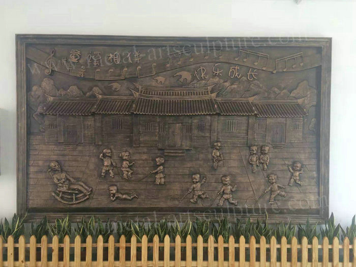 Giant Figure Wall Relief Sculpture / Bronze Relief Sculpture For Wall Art Decoration