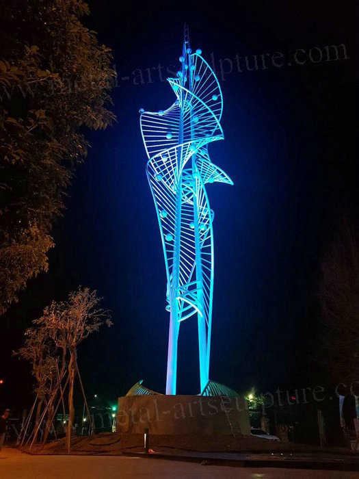 8m Size Large Modern Outdoor Sculpture Curve Design Concrete Garden Statues