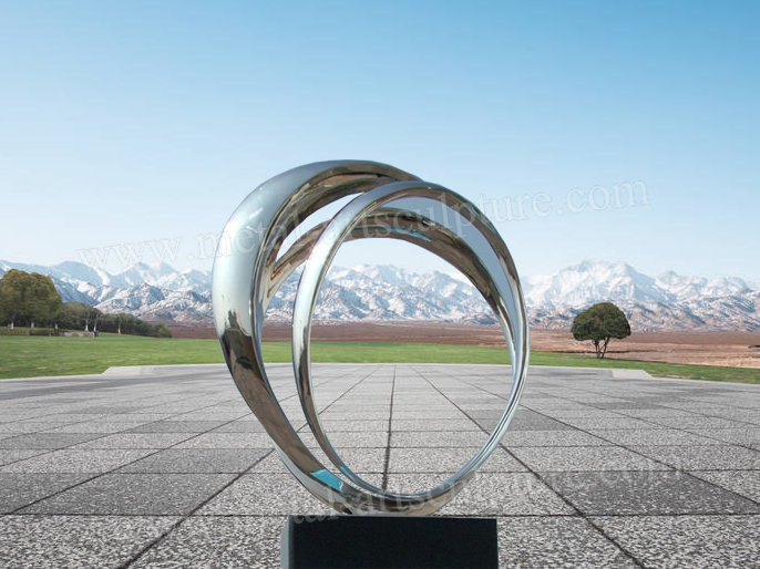 Glossing Circle Abstract Metal Sculpture Customized Size As Square Decoration
