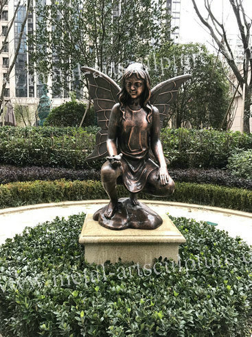 Copper Color Large Angel Statue Figure Sculpture Lawn And Garden Ornaments
