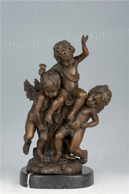 Child Figure Garden Ornaments Statues Bronze Life Size With Long Life Time