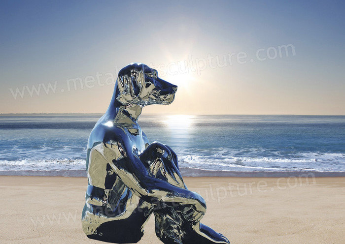 Polished Mirror Famous Abstract Sculptures Dog Animal Sculpture As Seaside Decor