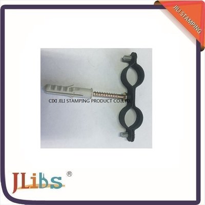 Black Coating Galvanized Iron / Stainless Steel Pipe Clips M6 With Screw