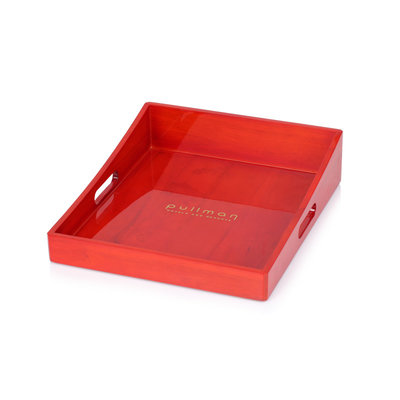 Free sample hotel red acacia wooden serving tray for room