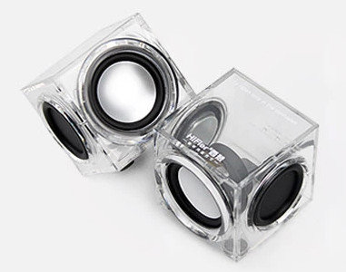Laptop Clear crystal USB desktop speakers active amplifier with Micro SD