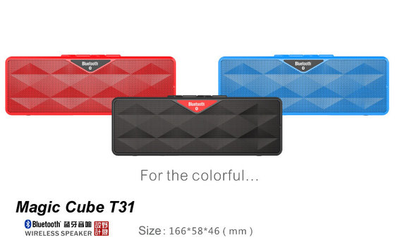 Black / Red / Blue Rectangle NFC Bluetooth Speaker , Computer Bluetooth Speaker With Micro SD