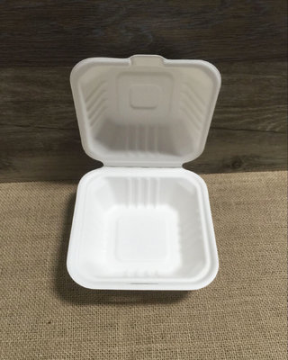 6" biodegradable disposable sugarcane bagasse burger food box