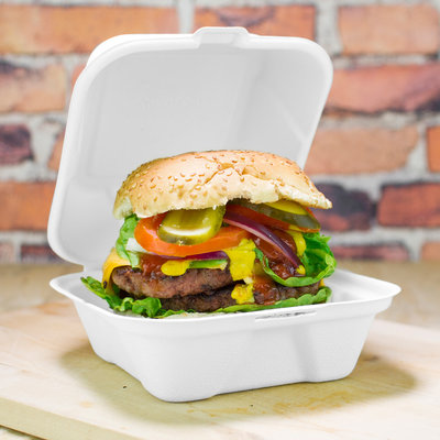 6" biodegradable disposable sugarcane bagasse burger food box