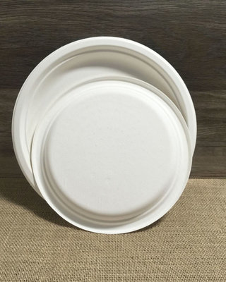 7inch without compartment round bagasse pulp plate biodegradable compostable sugarcane fiber plates