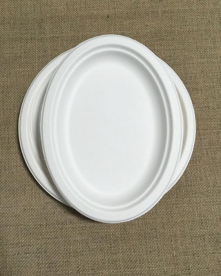 10"x 8" oval compostable plate sugarcane fiber bagasse pulp plate