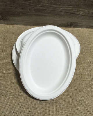 10"x 8" oval compostable plate sugarcane fiber bagasse pulp plate