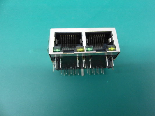 USB Hub 100Base 2 Port RJ45 Socket With Transformer Surface Mount , TAB Down