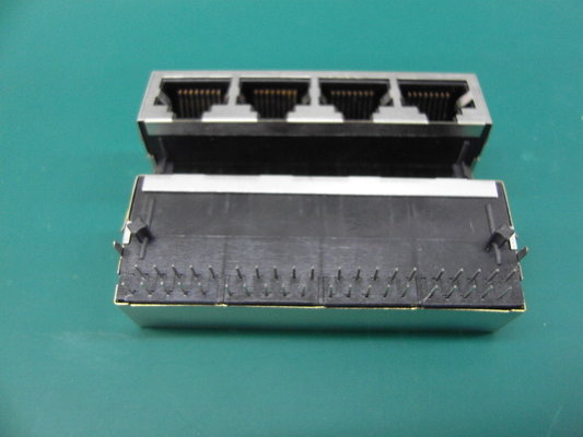 Side Entry PC Board 4 Port RJ45 Multi Pin Connectors 1000M KRJ-401QWNL