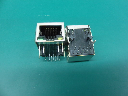 IEEE Communication Cat 6 RJ45 Connector With LED Vertical 1 X 1 Single Port