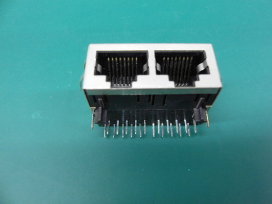 1 X 2 Port Lan 1000M 10 Pin RJ45 Connector With Internal Magnetics Tab-Down